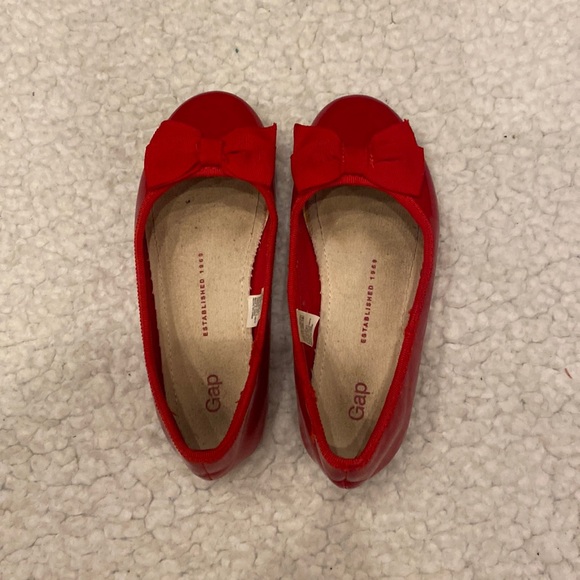 GAP | Shoes | Red Ballet Slippers Patent Leather With Bows On The Tows ...